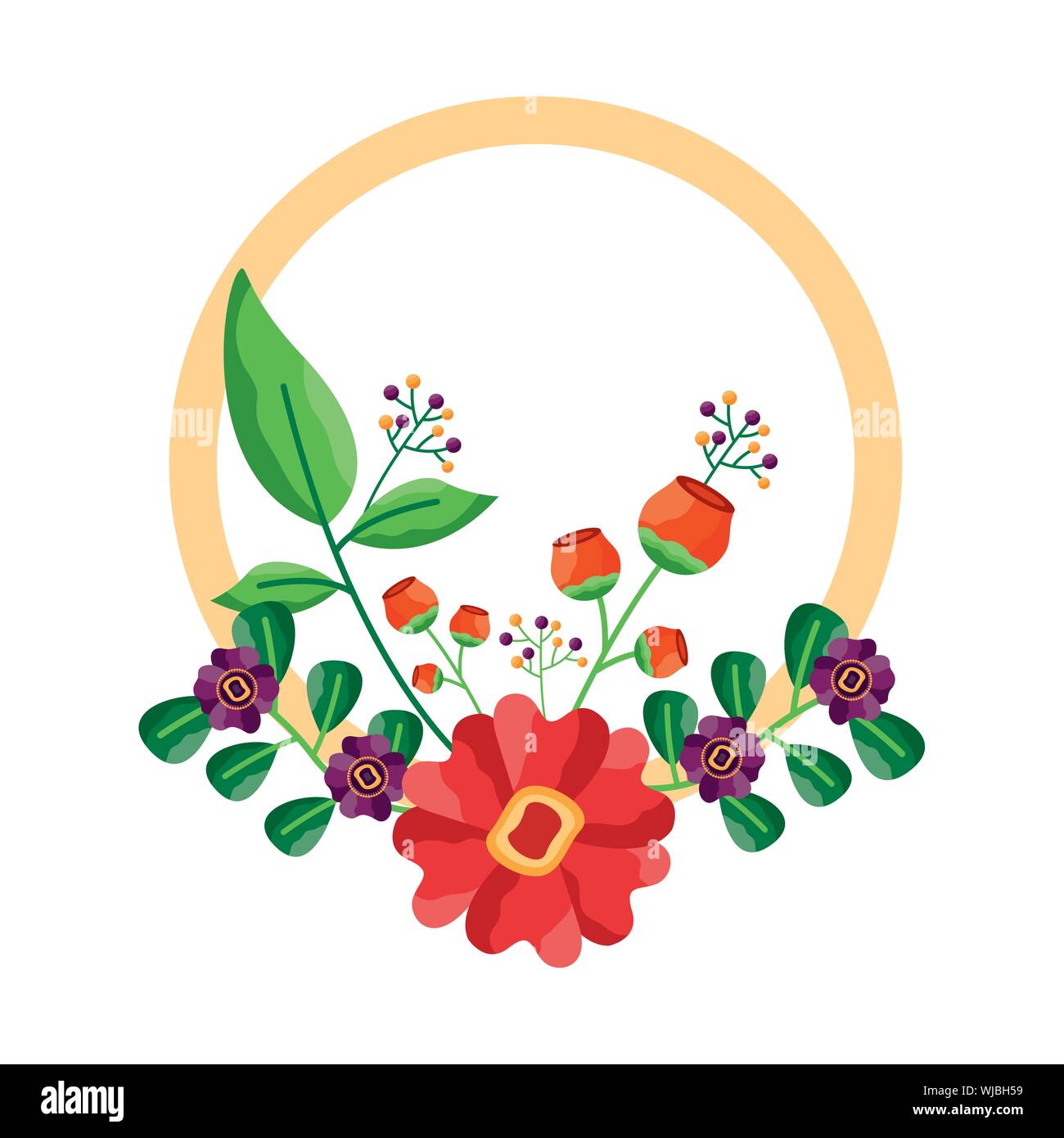 Isolated flowers round design Stock Vector Image & Art - Alamy