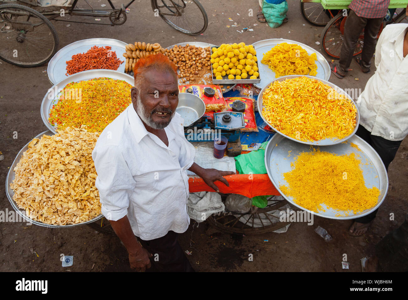 India, Karnataka, Bijapur, Sweet food and snack vendor in Bijapur ...