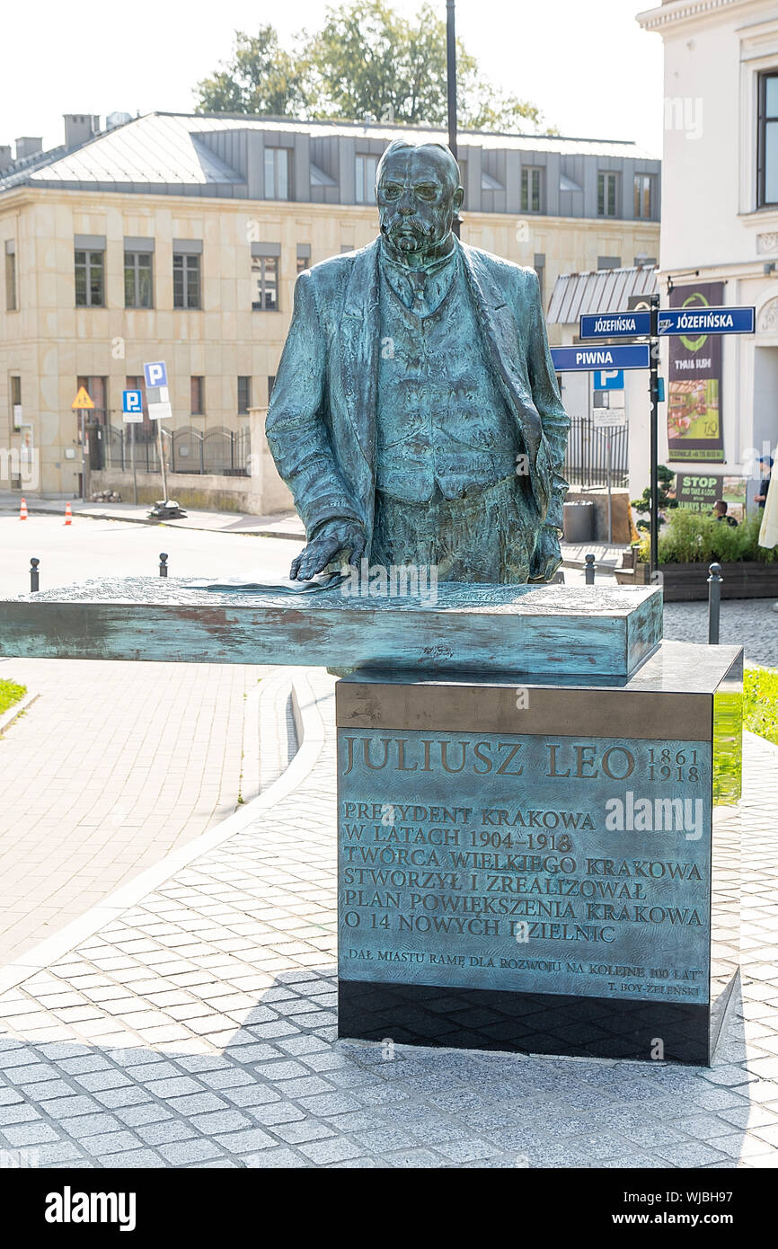 Monument of Juliusz Leo at Podgorze district in Krakow (Poland Stock ...