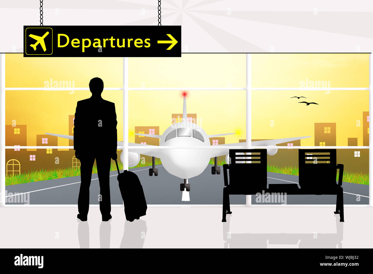 Departures in airport Stock Photo - Alamy