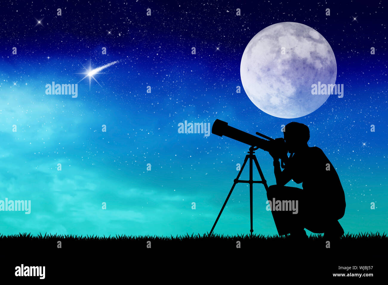 Telescope and shooting star hi-res stock photography and images - Alamy