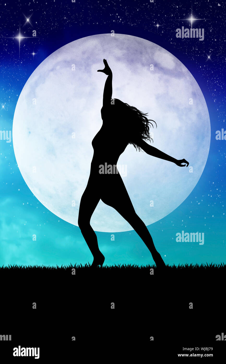 woman dancing in the moonlight Stock Photo - Alamy