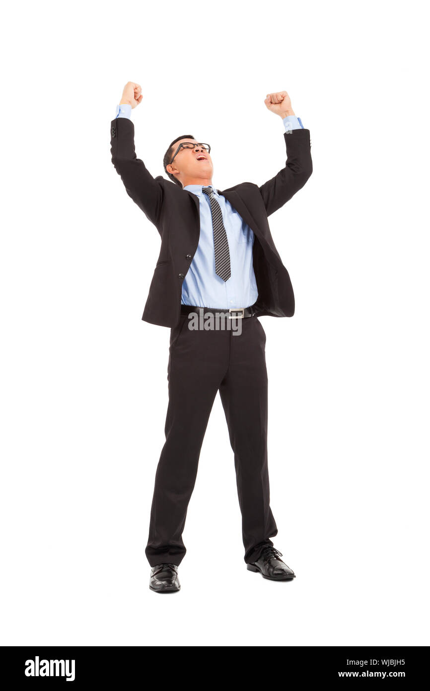 screaming businessman win the competition Stock Photo - Alamy