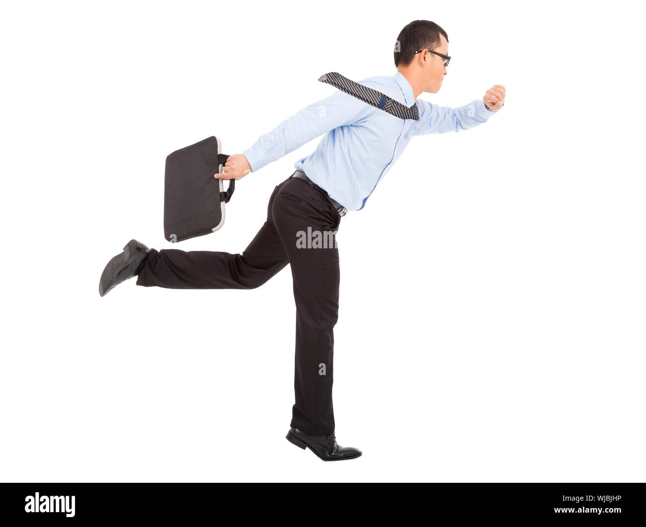 hurry businessman running and watching watch Stock Photo - Alamy