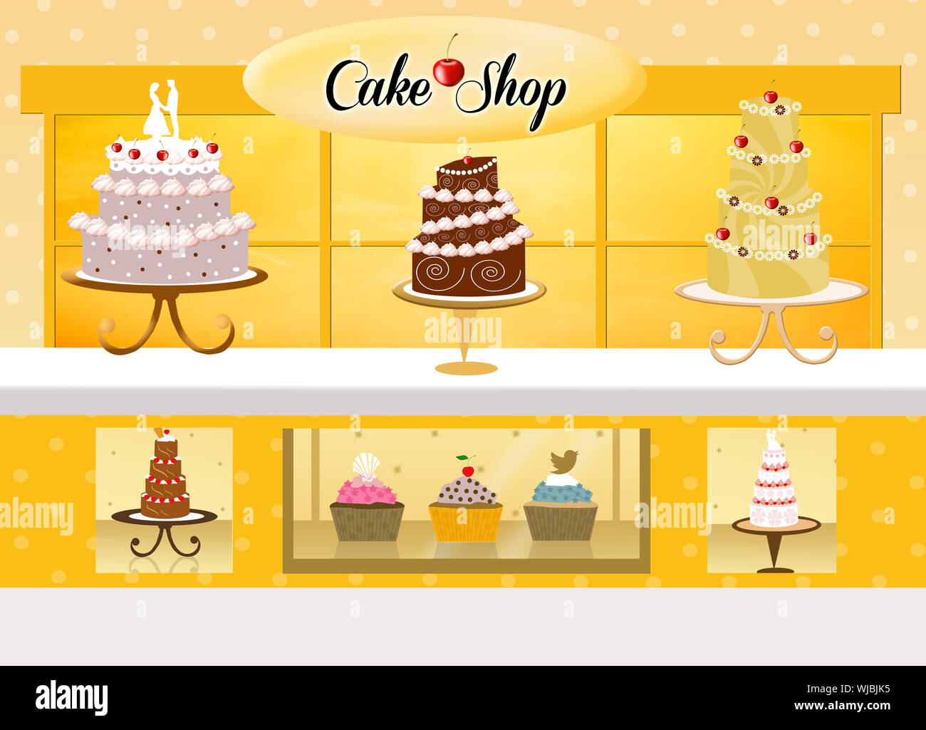 illustration of cake shop Stock Photo - Alamy