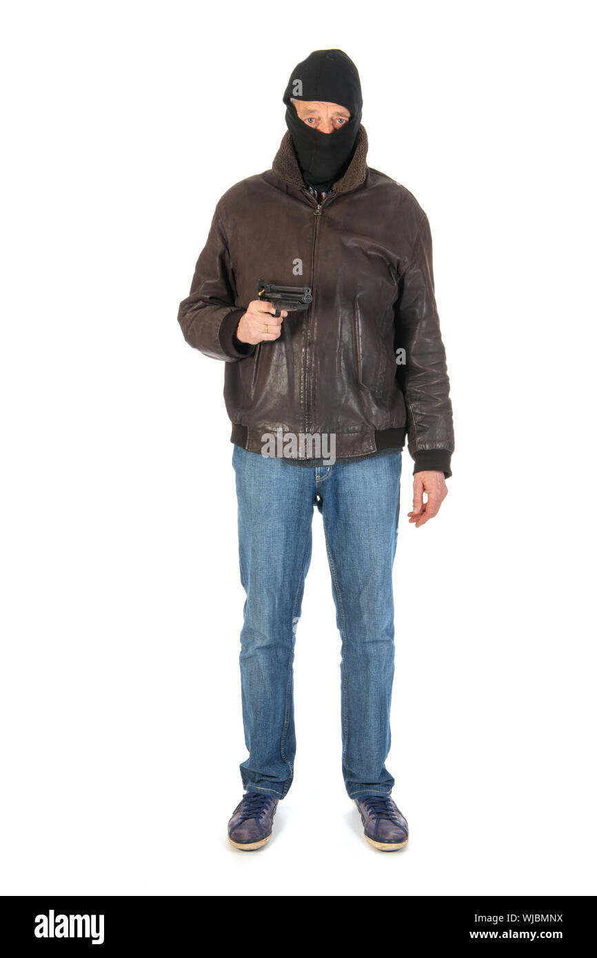 Sniper with gun in the studio Stock Photo - Alamy