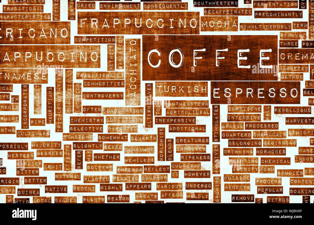 Coffee Background with Different Blends and Types Stock Photo - Alamy