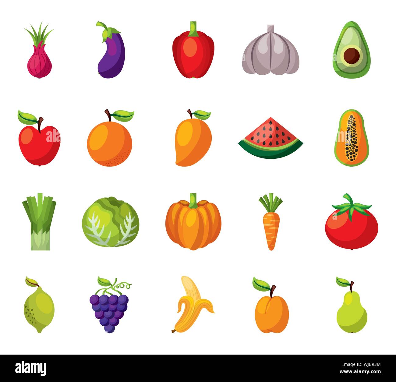 bundle of set fresh fruits and vegetables Stock Vector Image & Art - Alamy