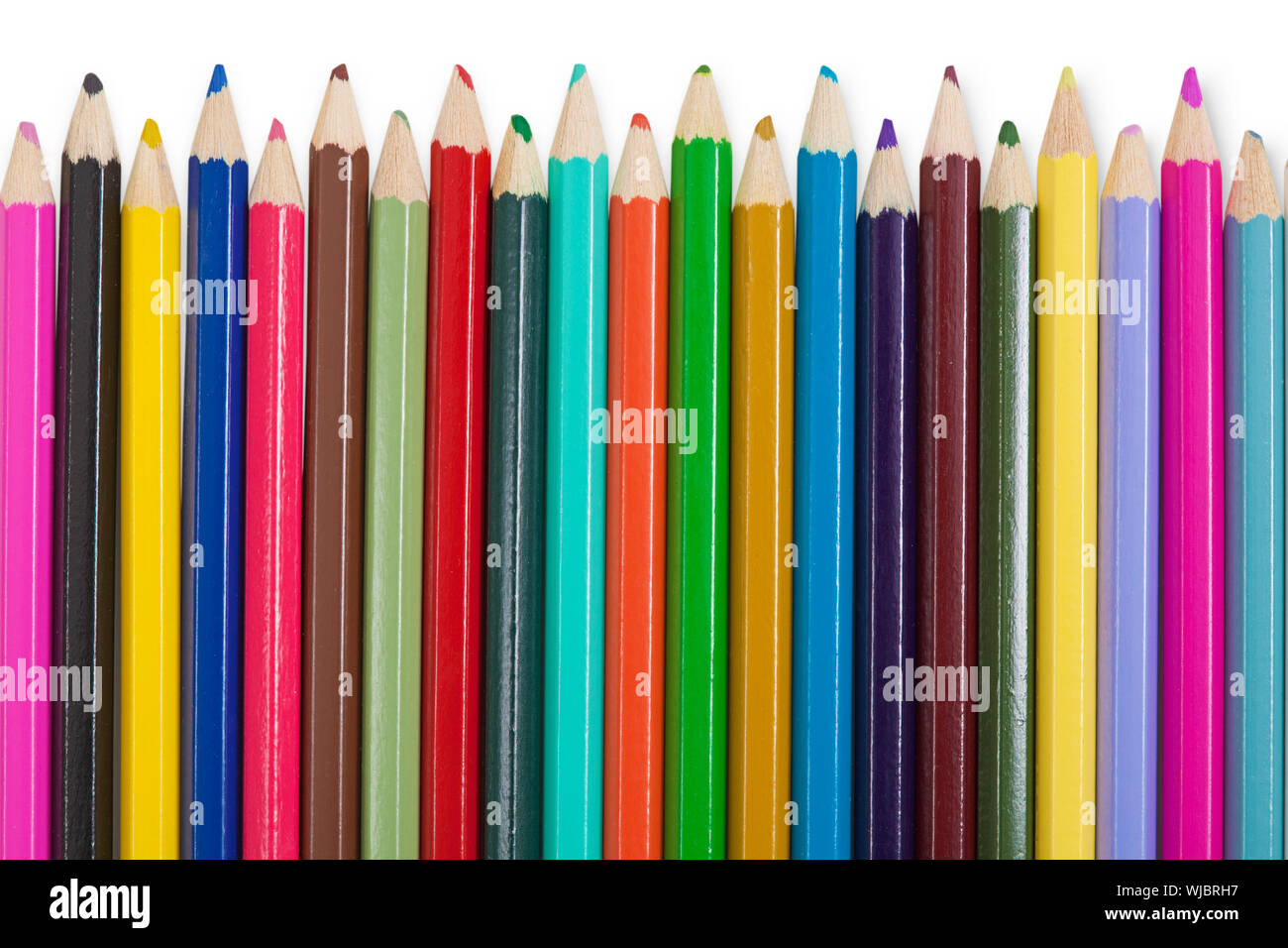 Set of children's color pencils on a white background Stock Photo - Alamy
