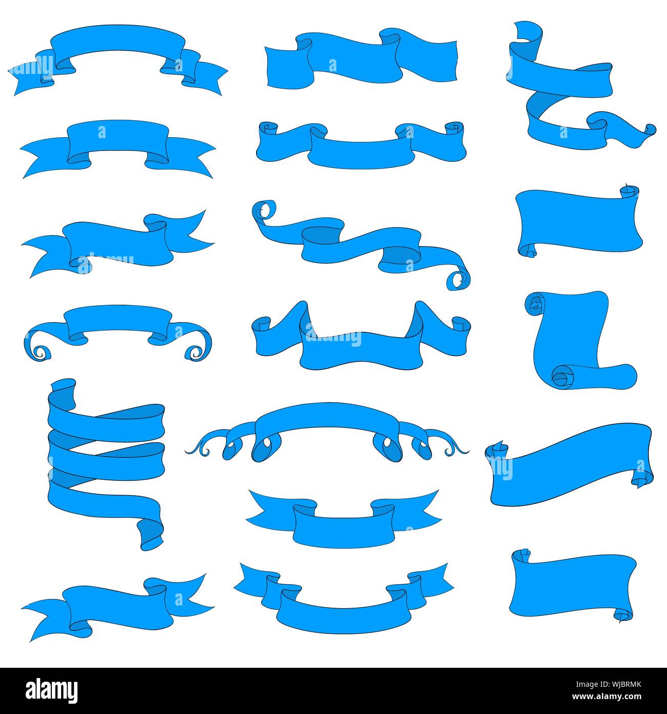 Ribbon and paper scrolls. Blue icons set Stock Vector Image & Art - Alamy