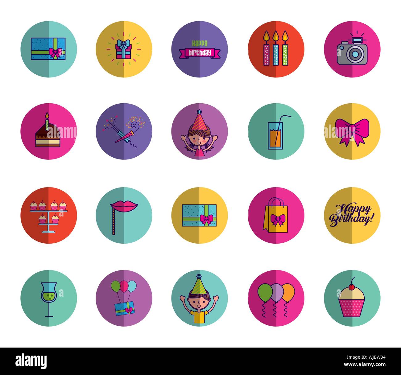 set of birthday celebration icons Stock Vector Image & Art - Alamy