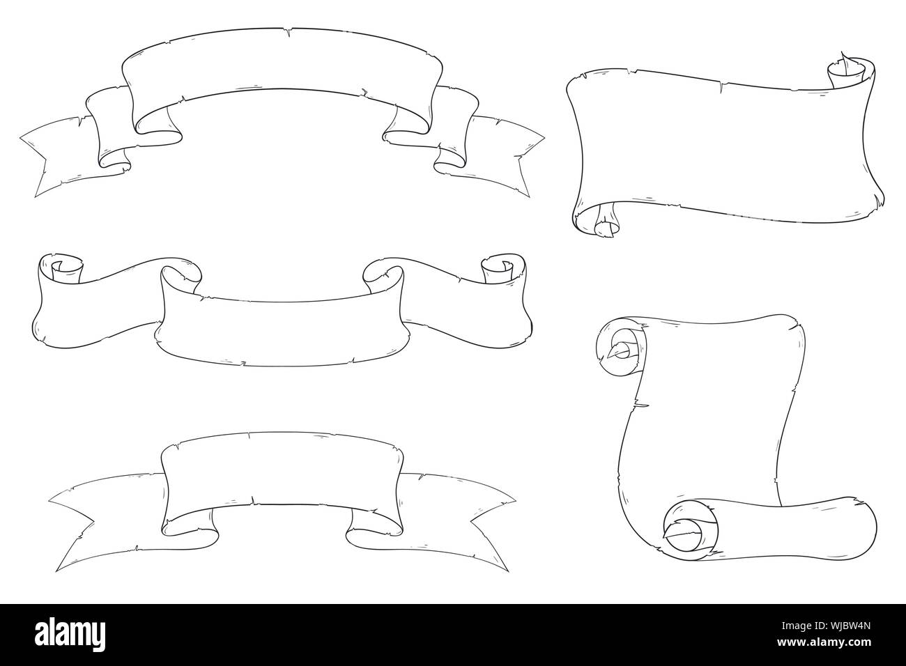 Ribbon scrolls. Hand drawn design icons Stock Vector Image & Art - Alamy