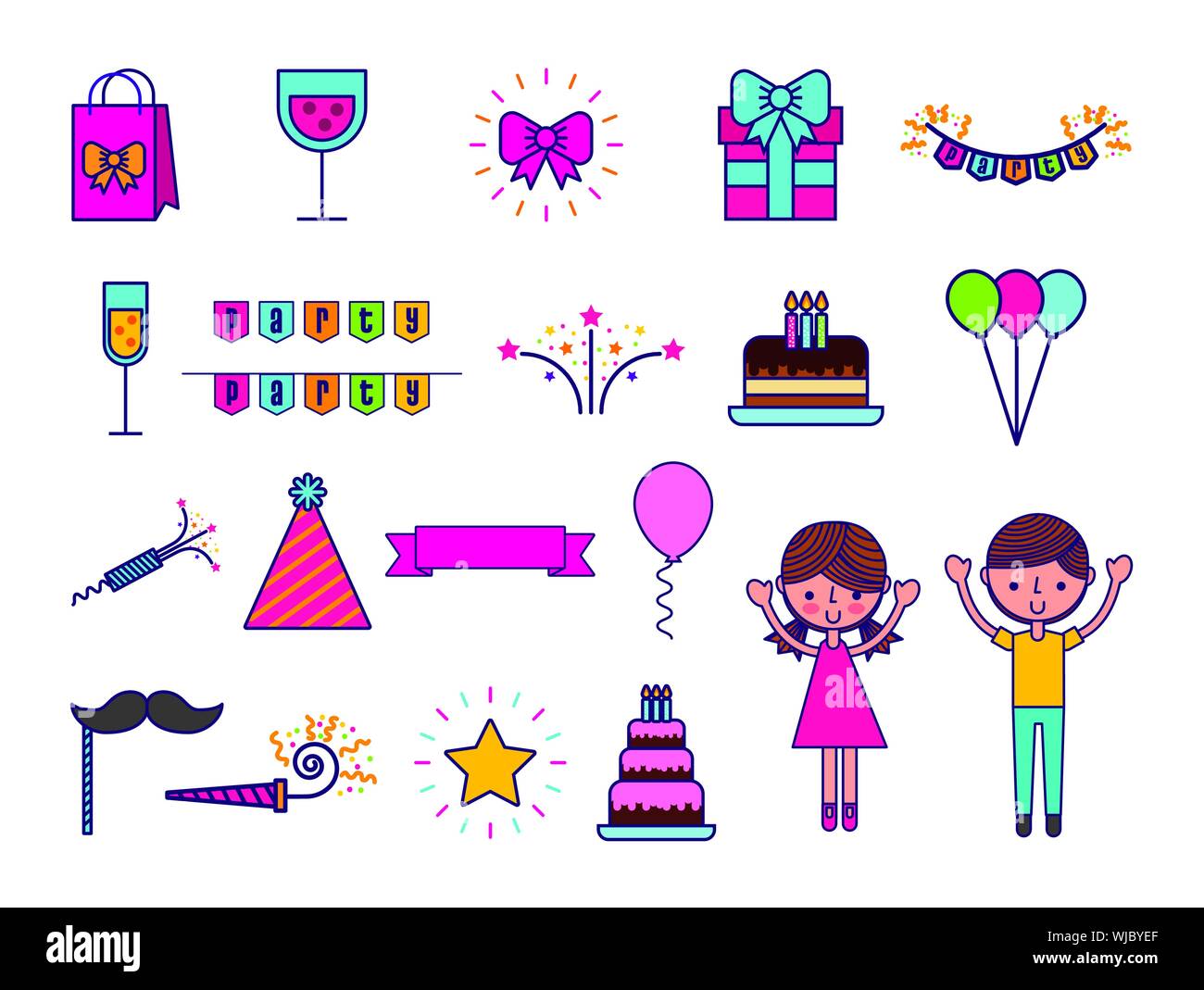 set of birthday celebration icons Stock Vector Image & Art - Alamy