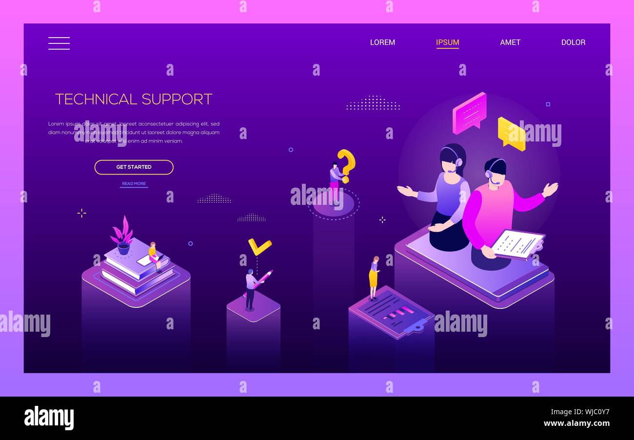 Technical support - modern isometric vector web banner Stock Vector ...