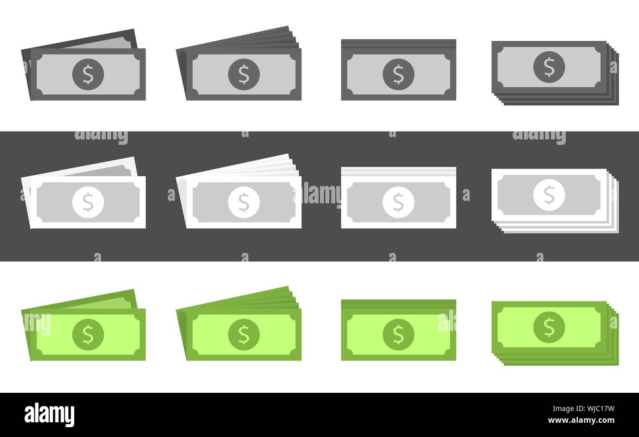 Dollar banknote set. American money banknotes, Vector illustration ...