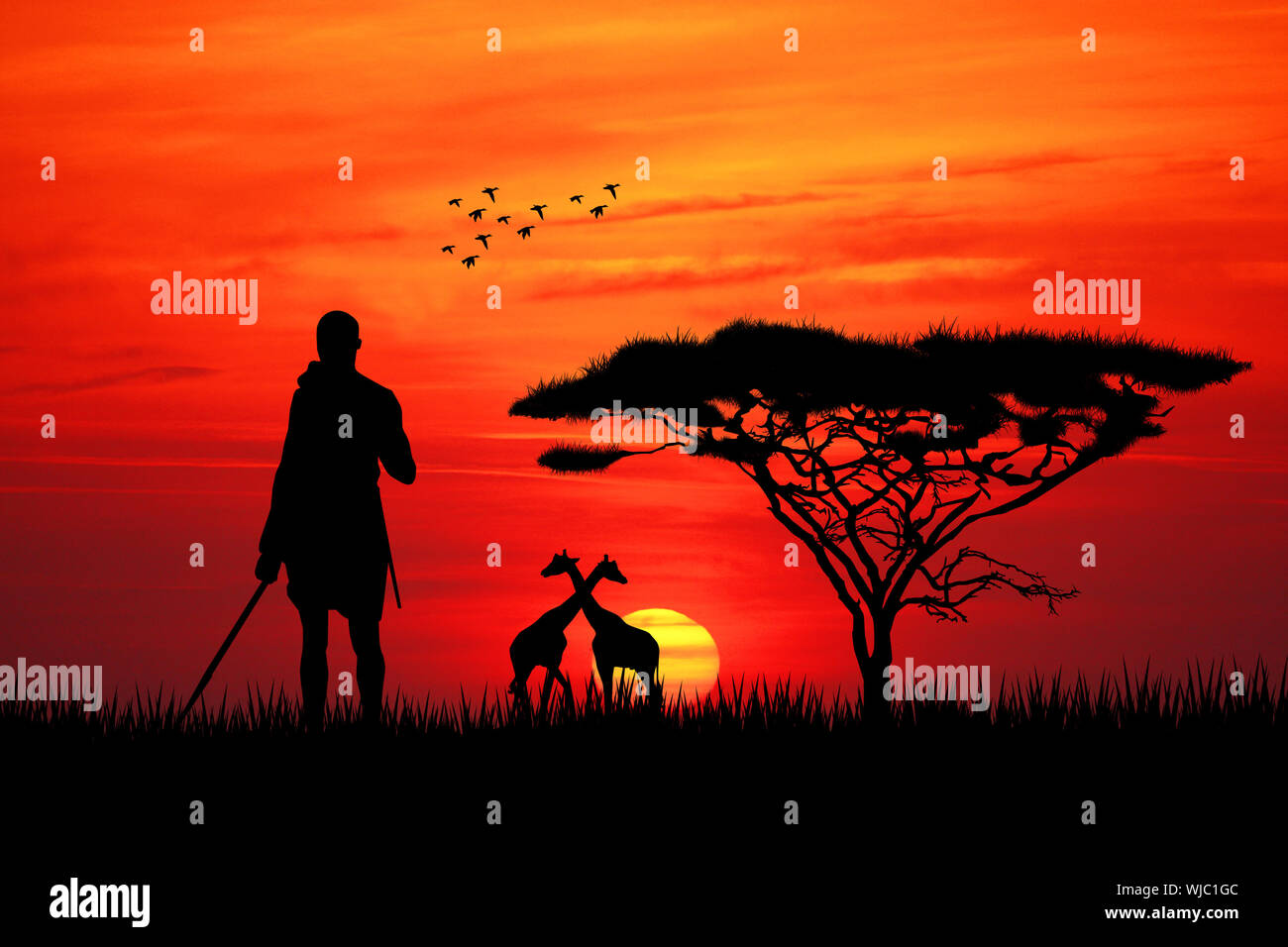 Indigenous at sunset Stock Photo - Alamy