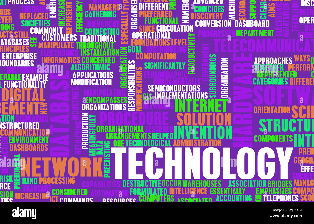 Technology Word Cloud as a Business Concept Art Stock Photo - Alamy