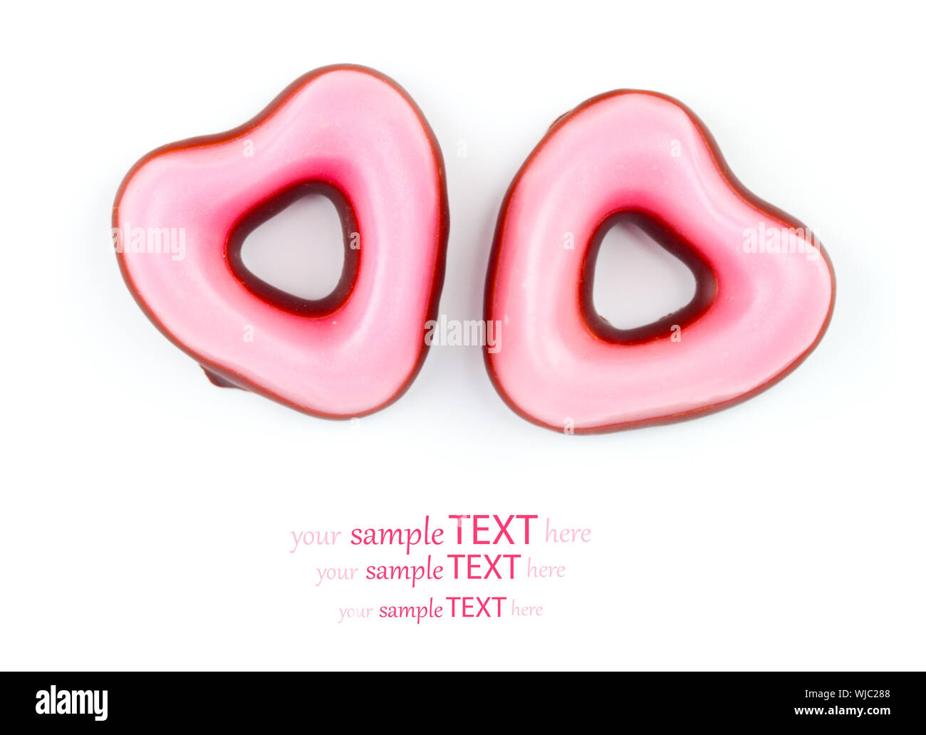pink heart cookies for valentines day, on white background Stock Photo ...