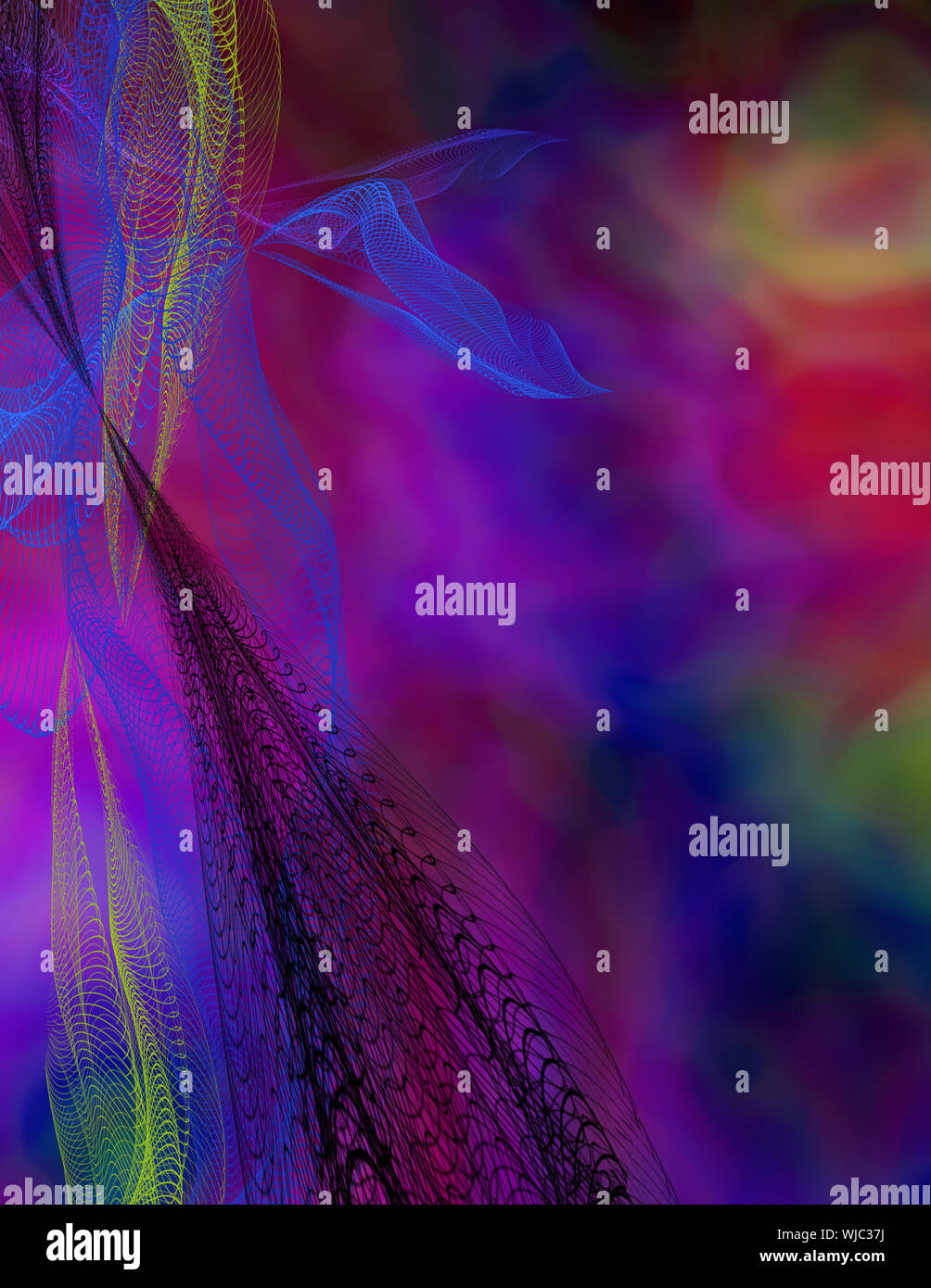 Abstract curved forms. Digital art. Vivid colors Stock Photo - Alamy