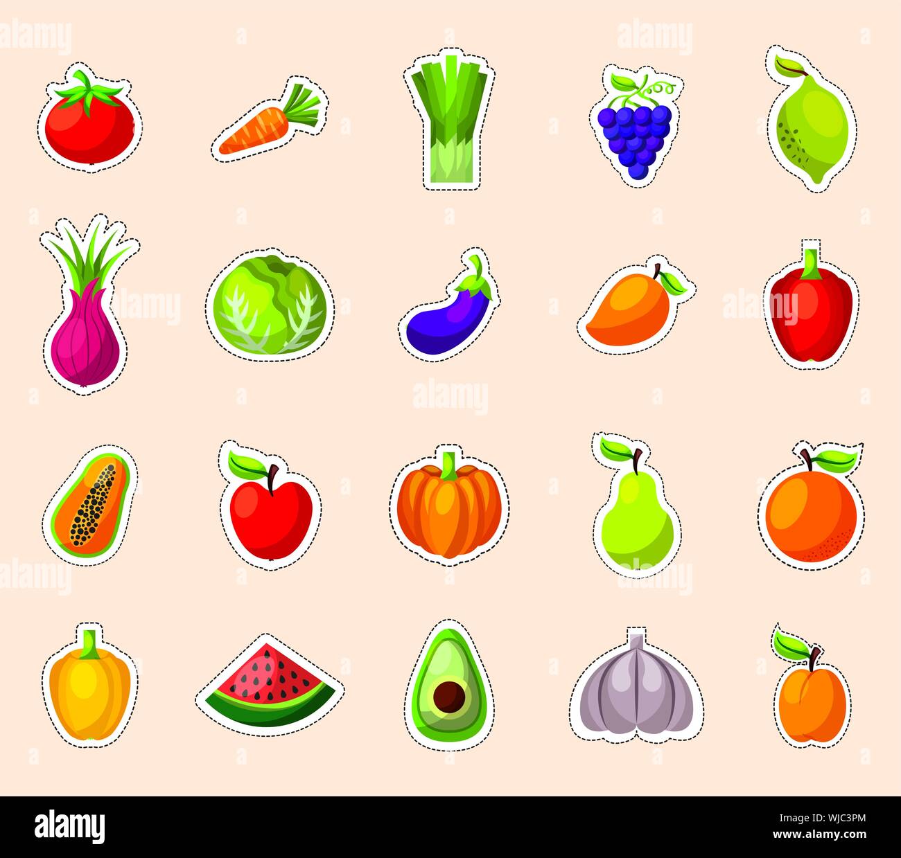 bundle of set fresh fruits and vegetables Stock Vector Image & Art - Alamy