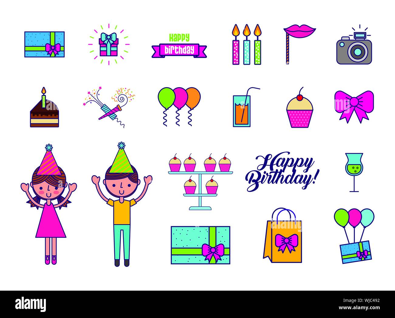 set of birthday celebration icons Stock Vector Image & Art - Alamy