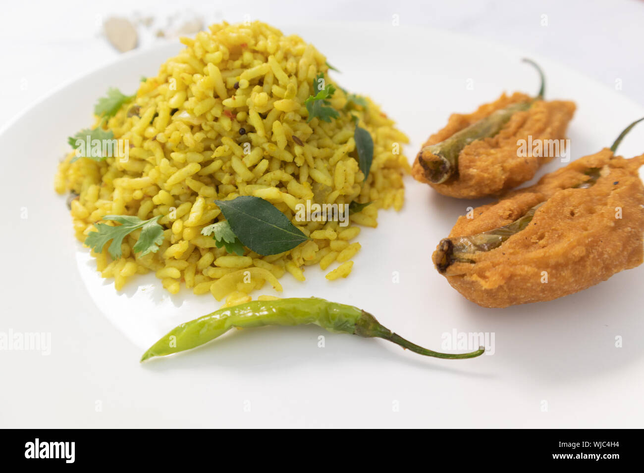 Closeup of South Indian breakfast Puffed rice upma its has many names ...