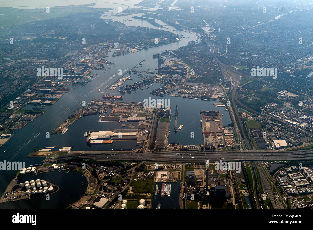 Amsterdam Harbor Aerial view panorama cityscape Stock Photo - Alamy