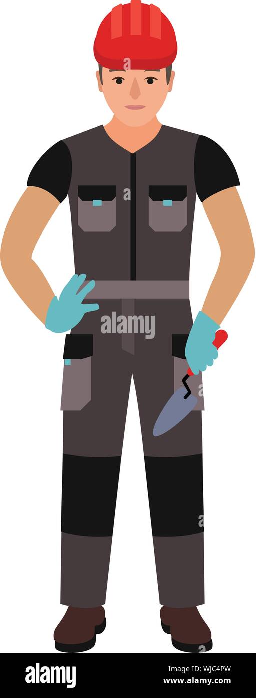 Man with trowel icon. Flat illustration of man with trowel vector icon ...