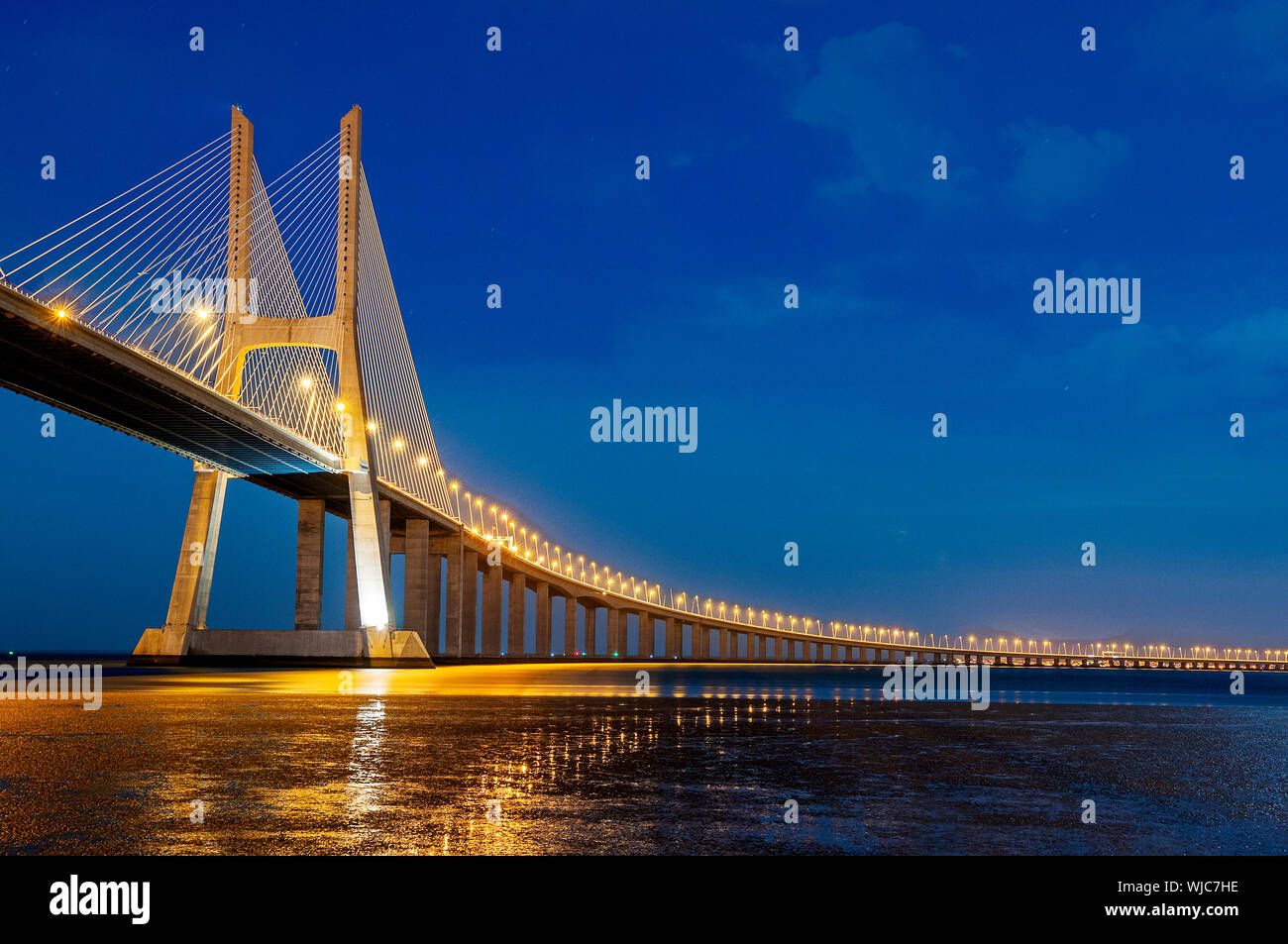 Vasco da Gama bridge is the largest in Europe over the Tagus river ...
