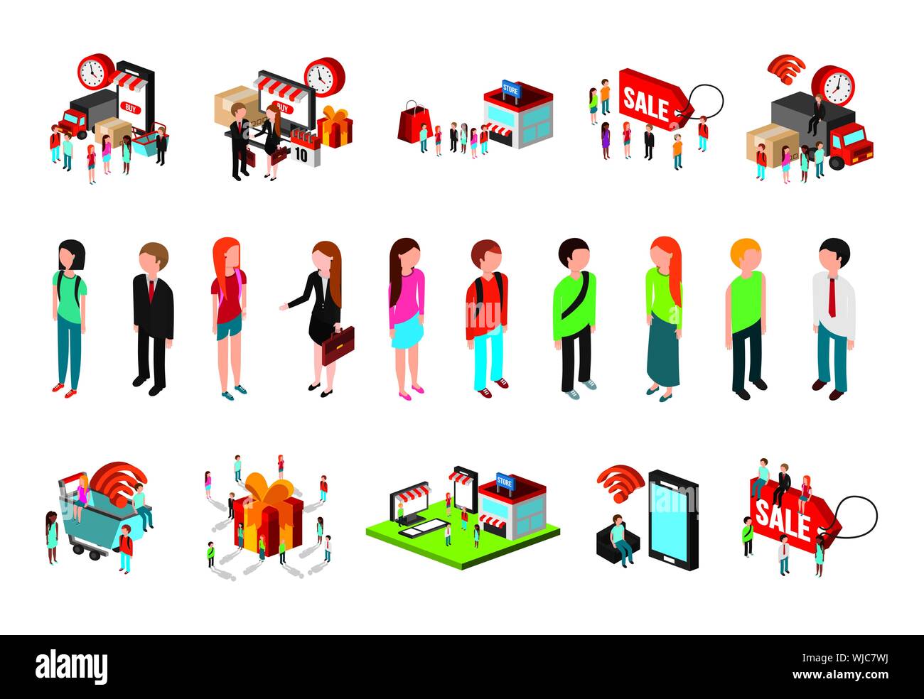people and shopping online icons Stock Vector Image & Art - Alamy