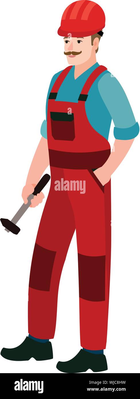 Man with hammer icon. Flat illustration of man with hammer vector icon ...