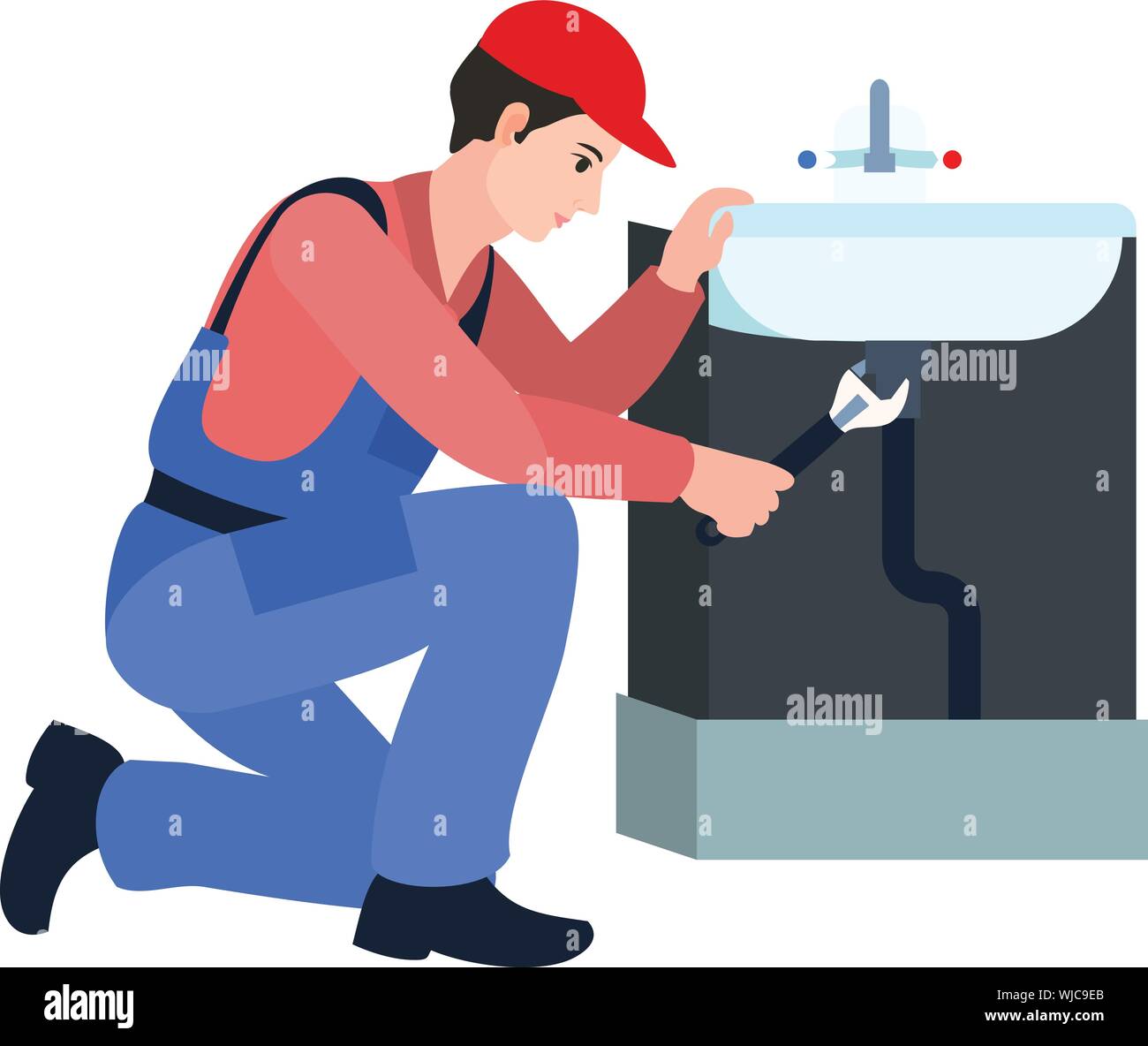 Plumbing man repair icon. Flat illustration of plumbing man repair ...