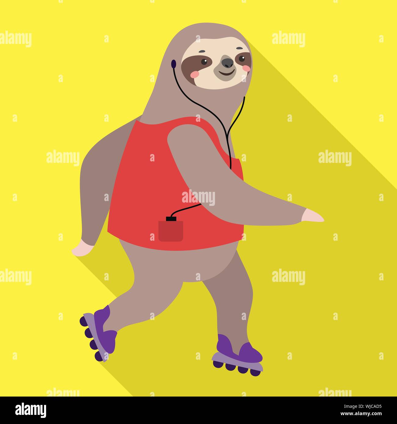 Sloth roller skates icon. Flat illustration of sloth roller skates ...