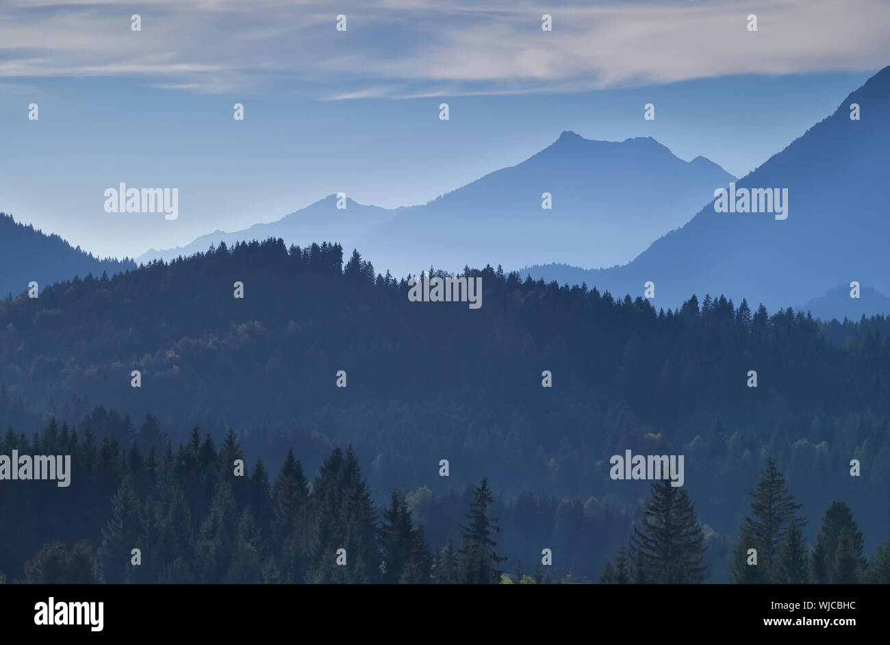 mountain layers in the dusk, Bavarian Alps, Germany Stock Photo - Alamy
