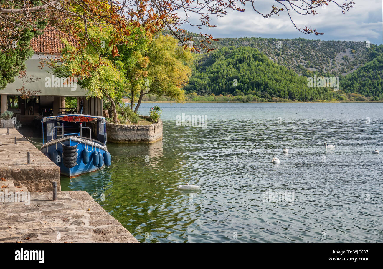 Visovac island catholic monastery island in Croatia Stock Photo - Alamy