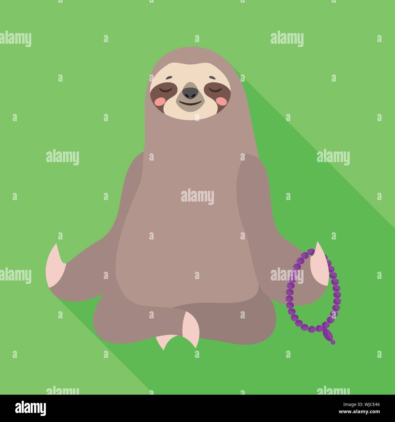 Sloth meditation icon. Flat illustration of sloth meditation vector ...