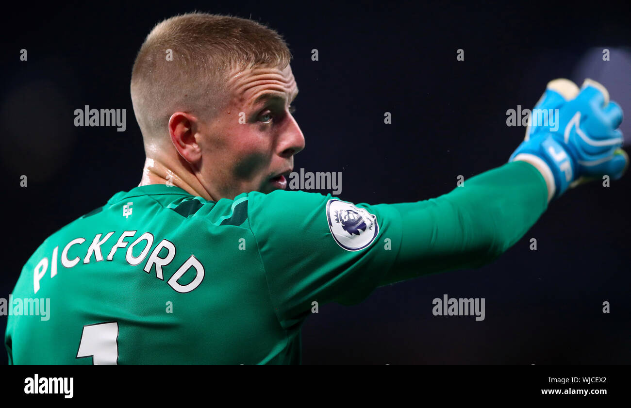 Everton goalkeeper Jordan Pickford during the Premier League match at ...