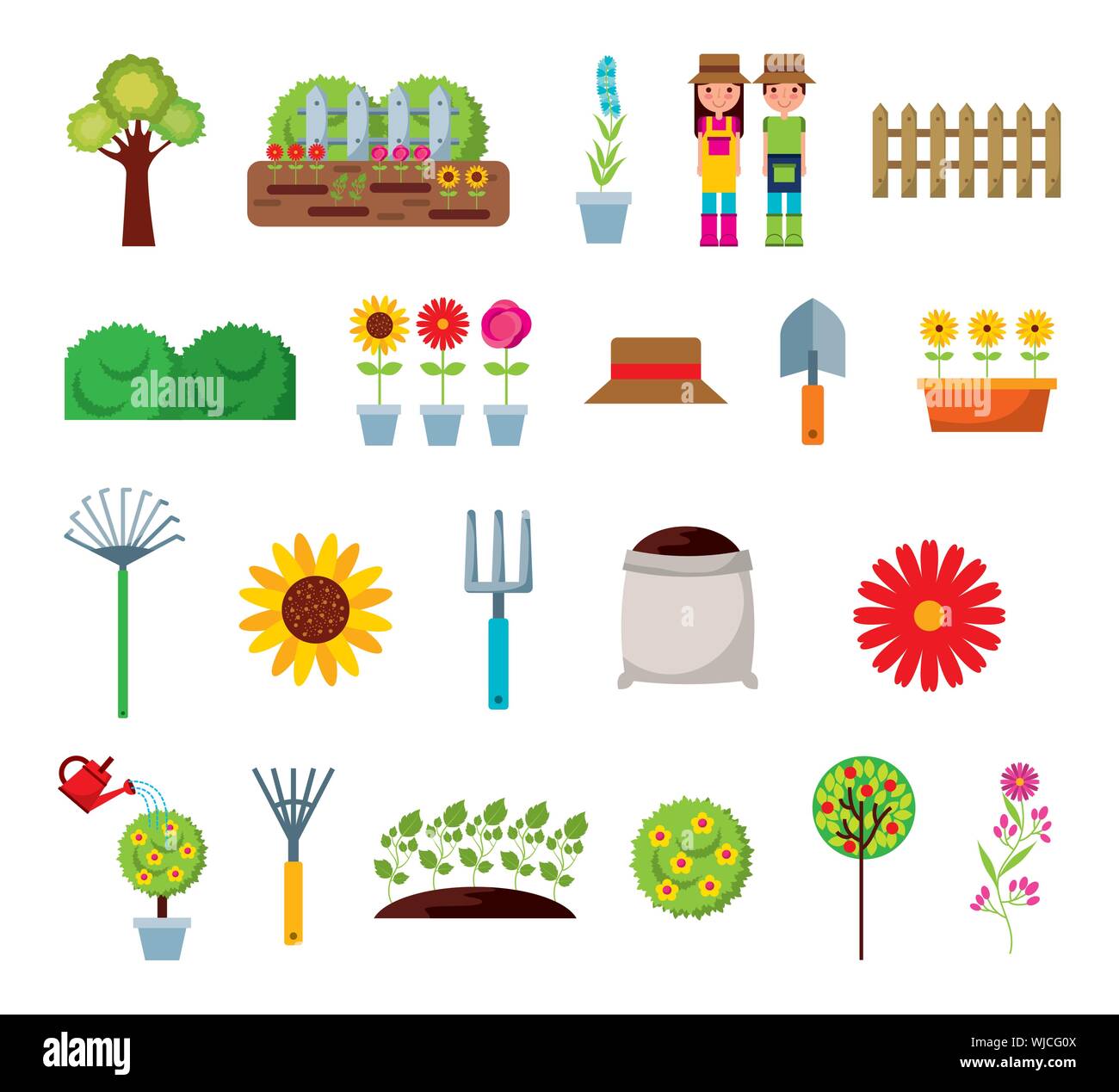 gardeners and garden bundle icons Stock Vector Image & Art - Alamy