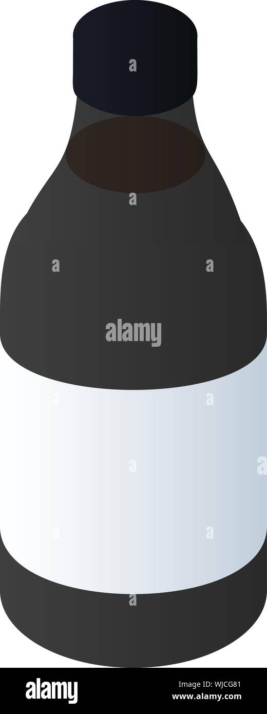 Black paint bottle icon. Isometric of black paint bottle vector icon ...