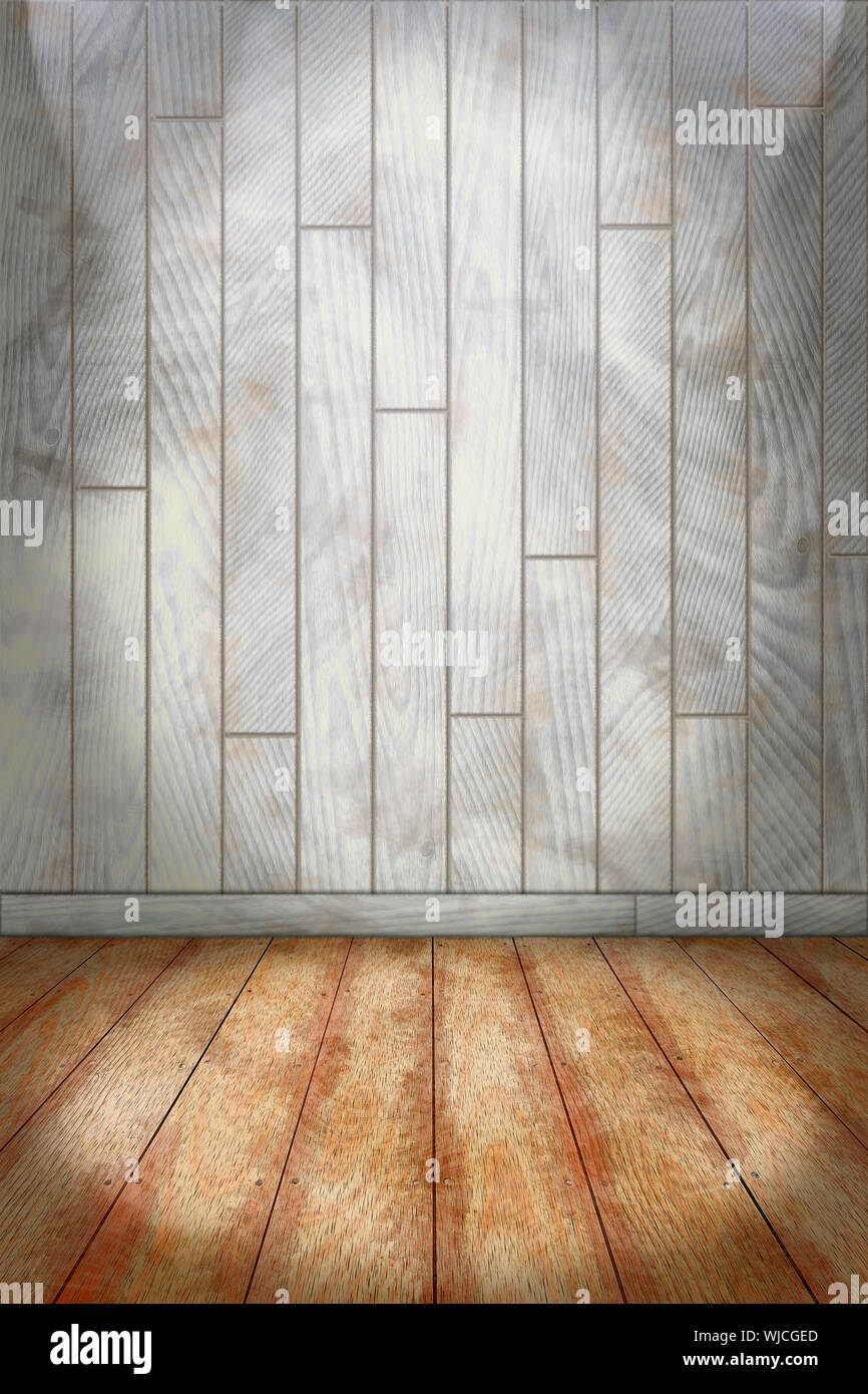 indoor background with colored wall and stone floor wooden plank floor ...