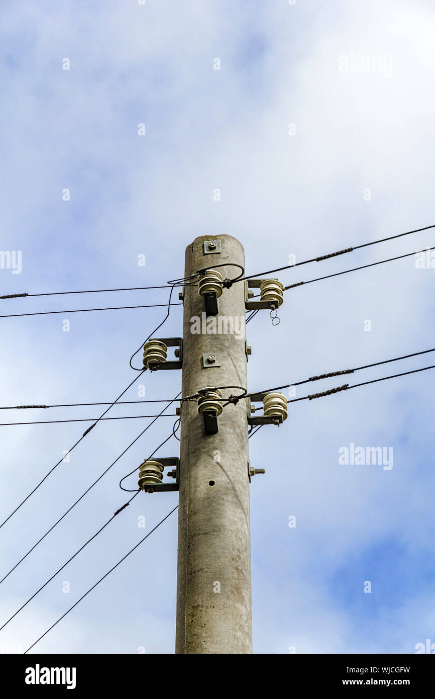 old concrete power-line Stock Photo - Alamy