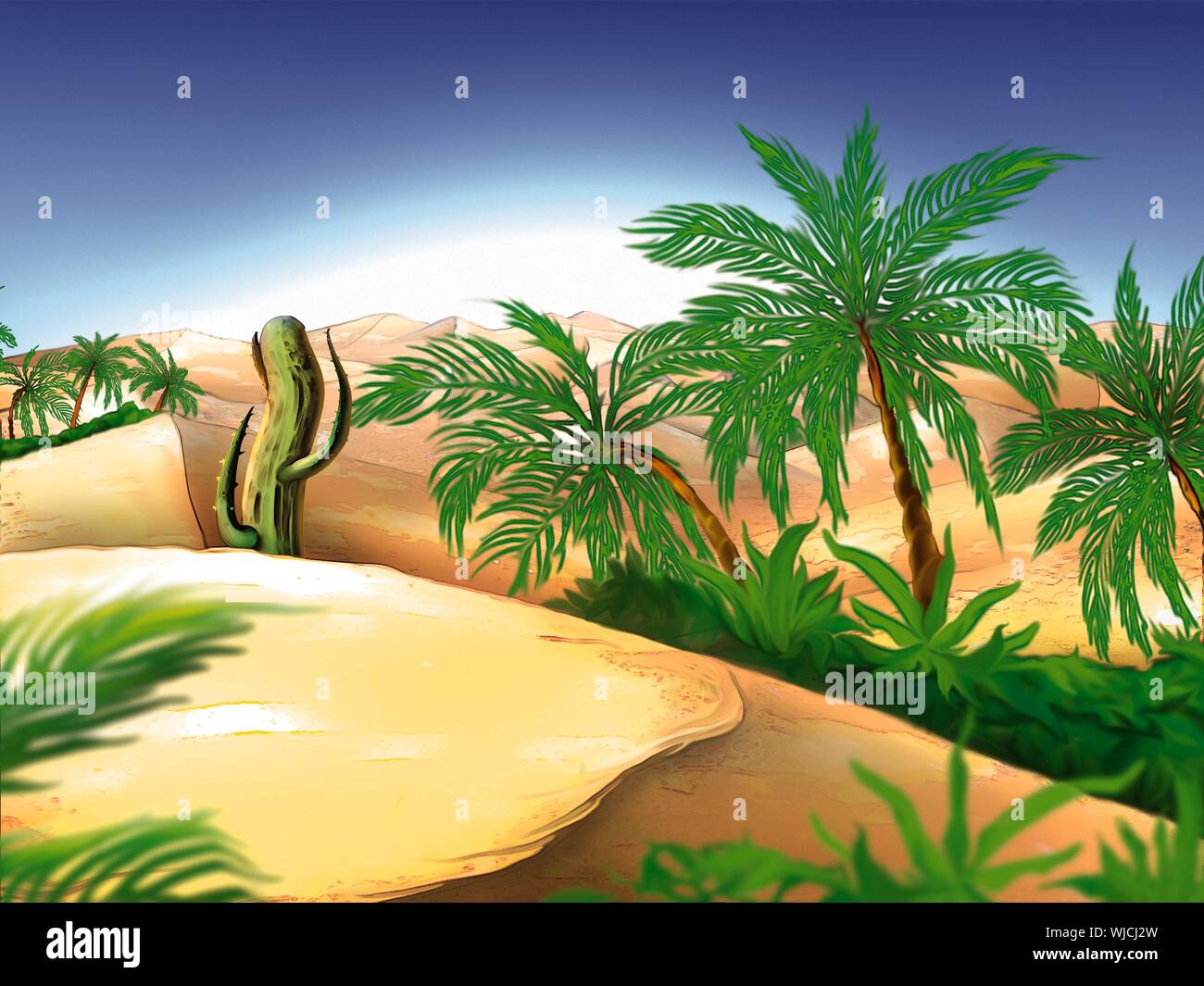 Cartoon desert oasis hi-res stock photography and images - Alamy