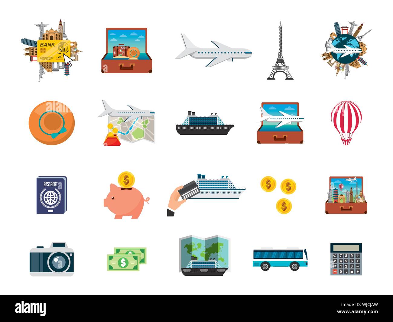 travel around of the world set icons Stock Vector Image & Art - Alamy