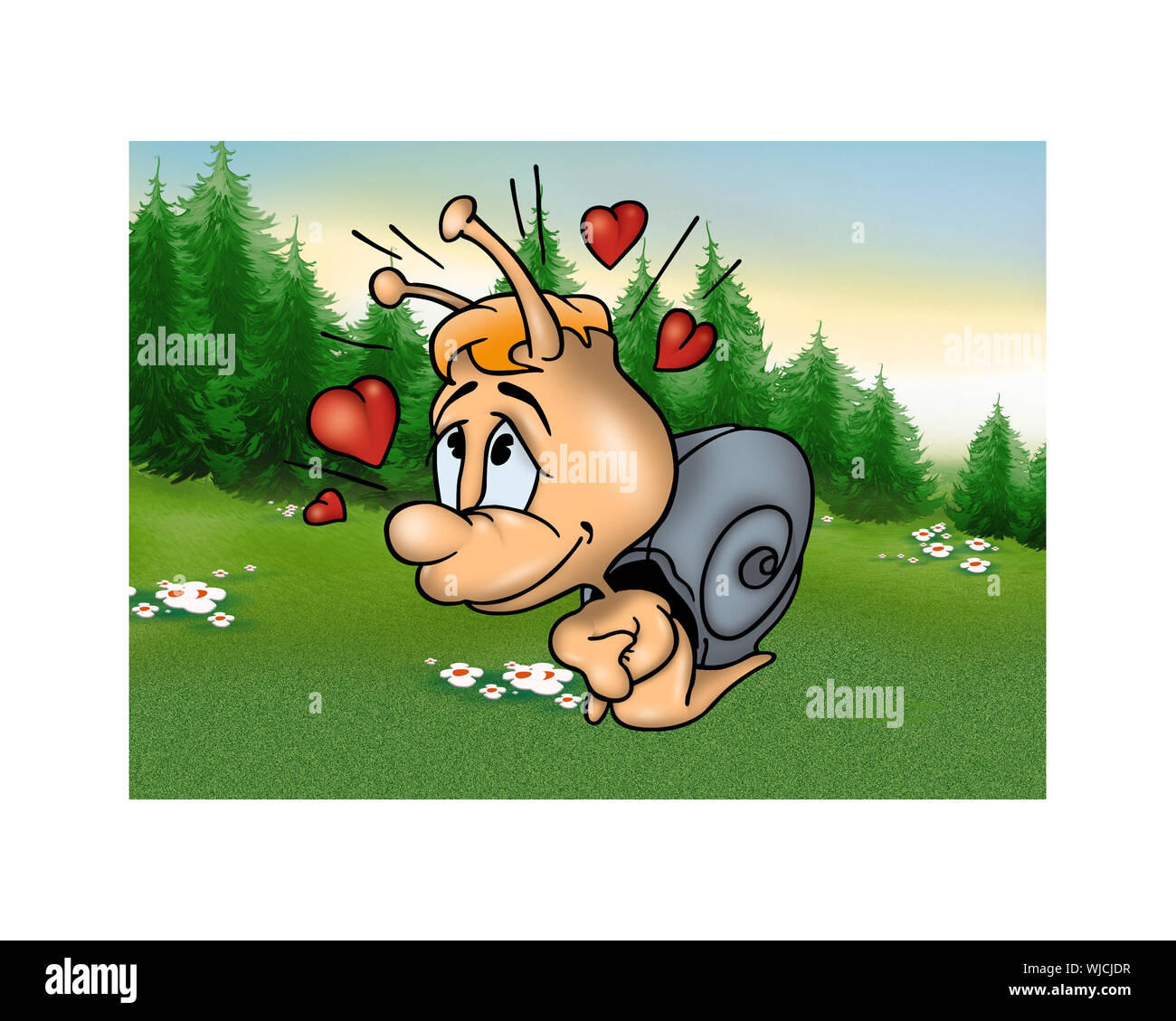 Cartoon snail and flowers Cut Out Stock Images & Pictures - Alamy
