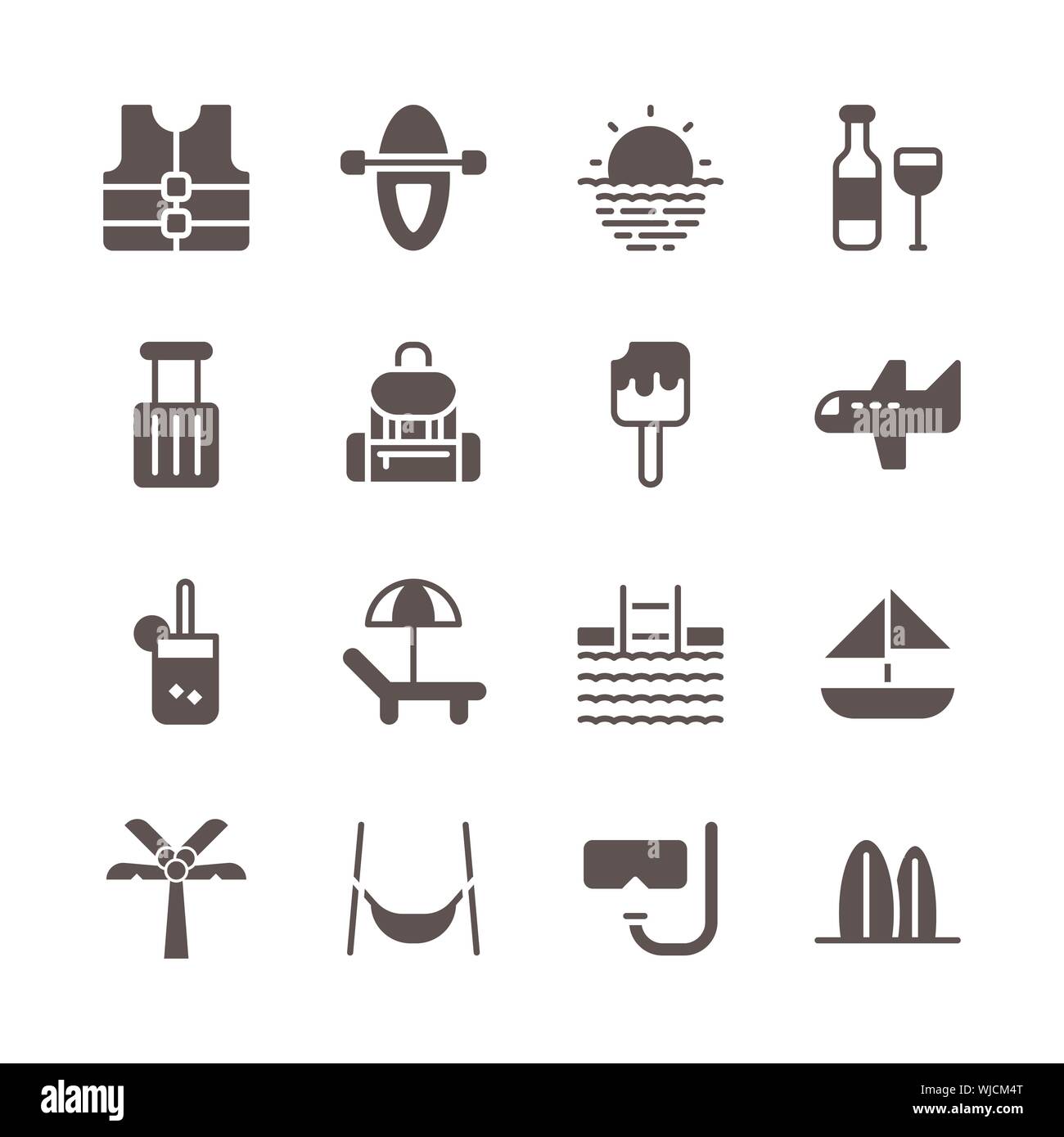 Summer and vacation icon set.Vector illustration Stock Vector Image ...