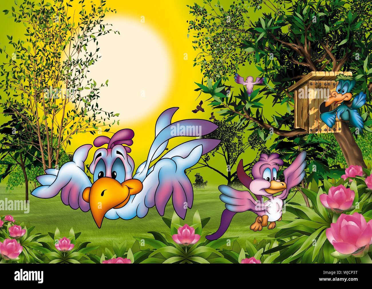 Cartoon birds flying hi-res stock photography and images - Alamy