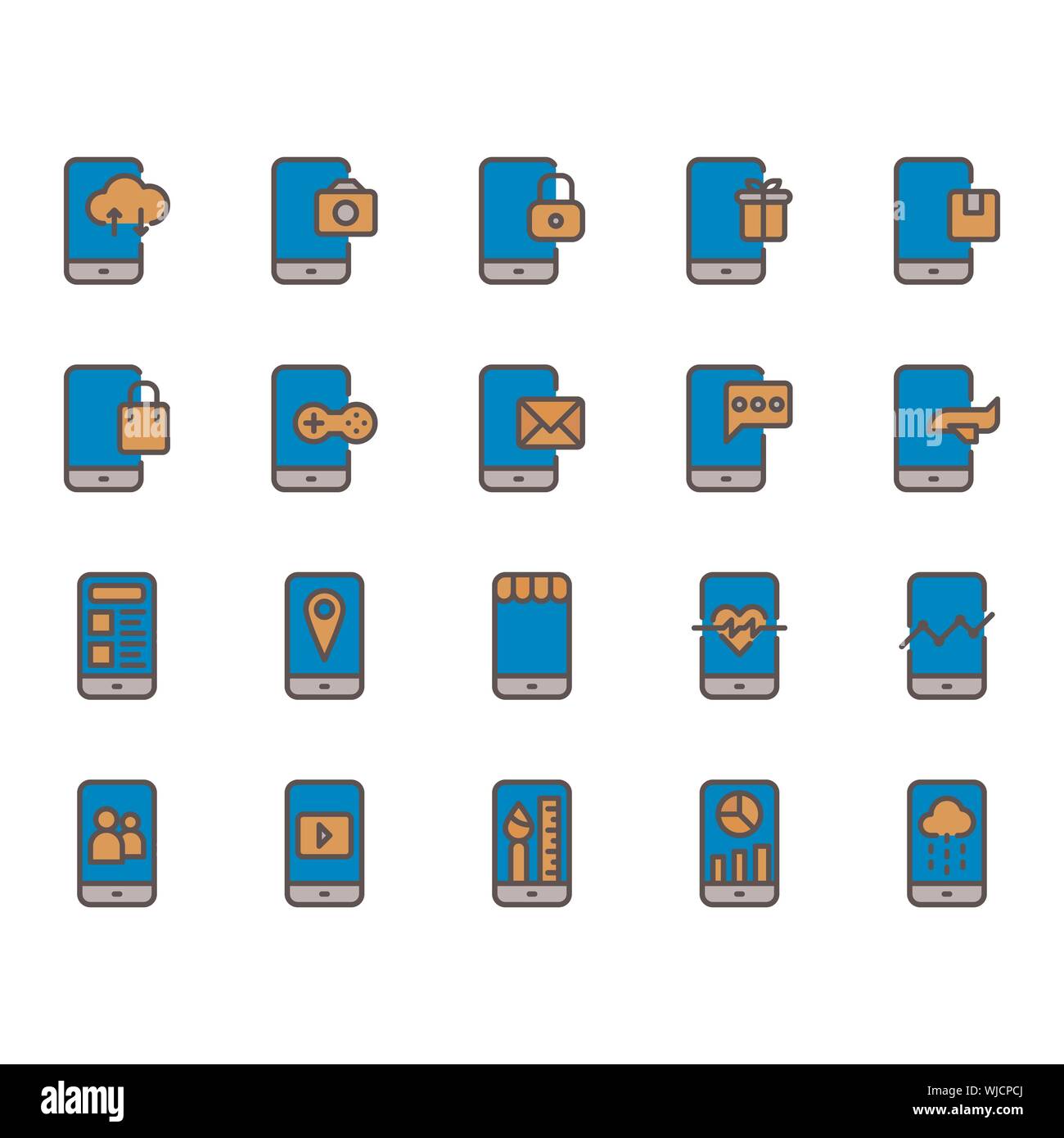 Mobile application icon set. Vector illustration Stock Vector Image ...