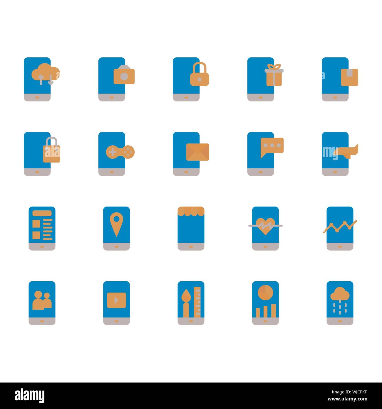 Mobile application icon set. Vector illustration Stock Vector Image ...
