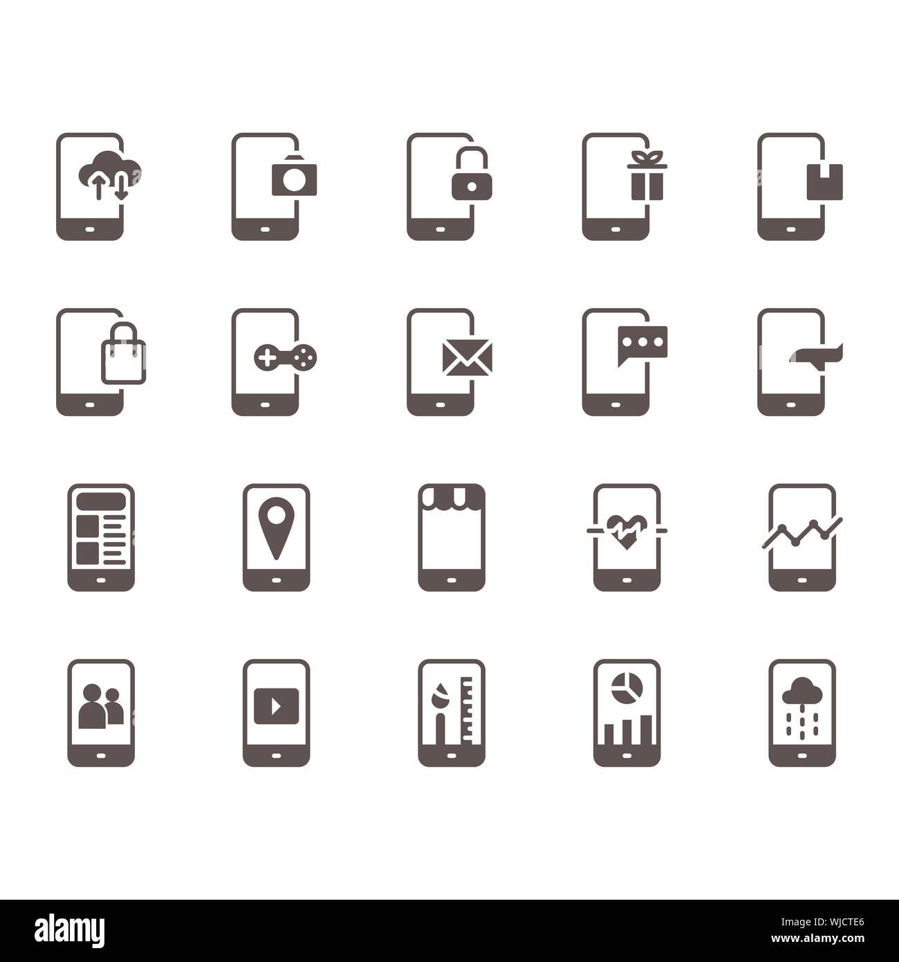 Mobile application icon set. Vector illustration Stock Vector Image ...