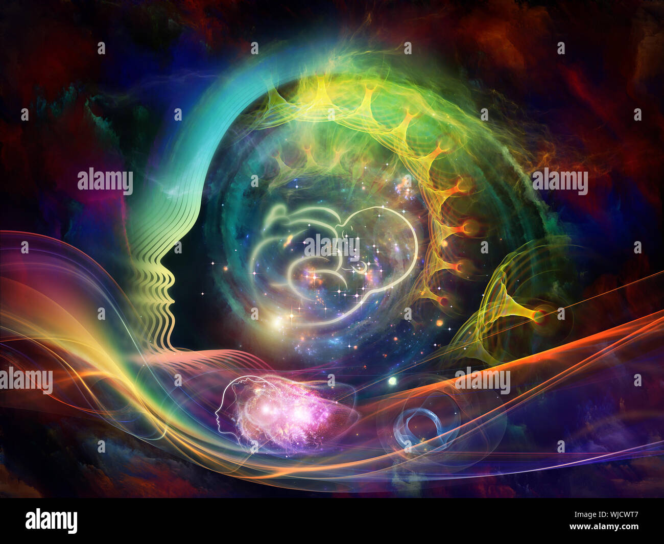 Geometry of the Soul series two. Background design of human profile and ...